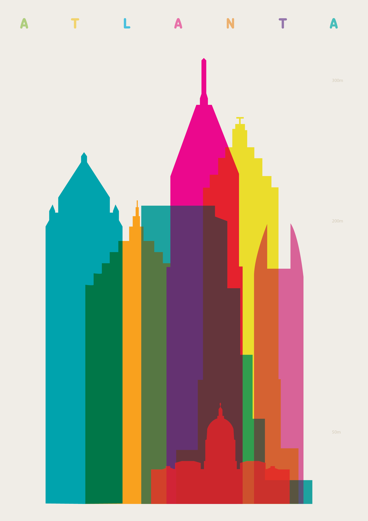 Shapes of Cities - Yoni Alter. Original graphic art