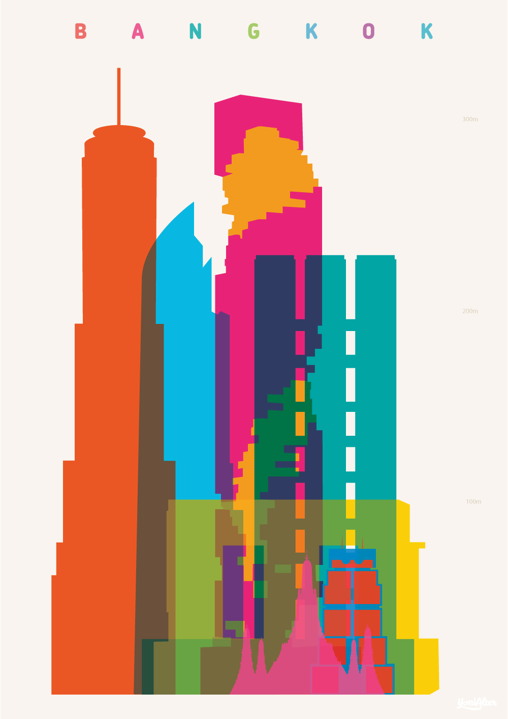 Shapes of Cities - Yoni Alter. Original graphic art
