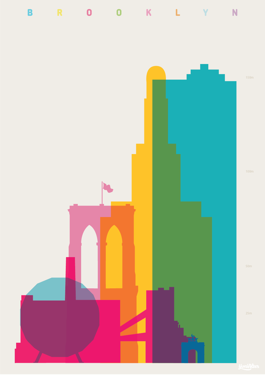 Shapes of Cities - Yoni Alter. Original graphic art