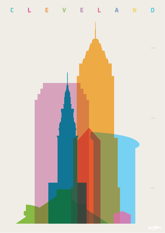 Shapes of Cities - Yoni Alter. Original graphic art