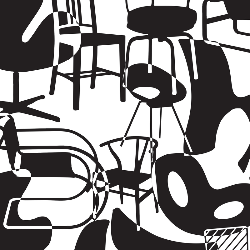 Shapes of Iconic Chairs - Yoni Alter. Original graphic art